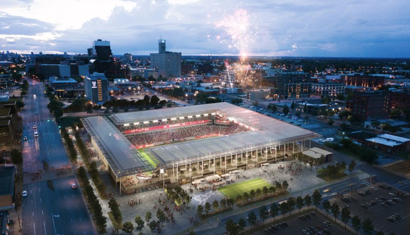 Design Revealed for New St. Louis MLS Stadium and Mixed-Use District - HOK